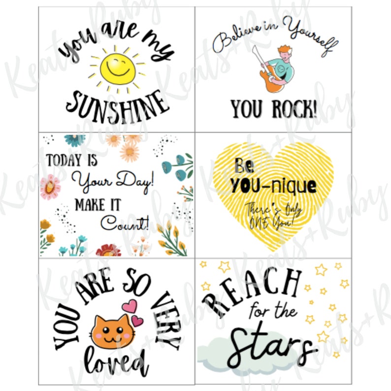 PRINTABLE Lunch Box Notes for Kids Lunch Cards School - Etsy