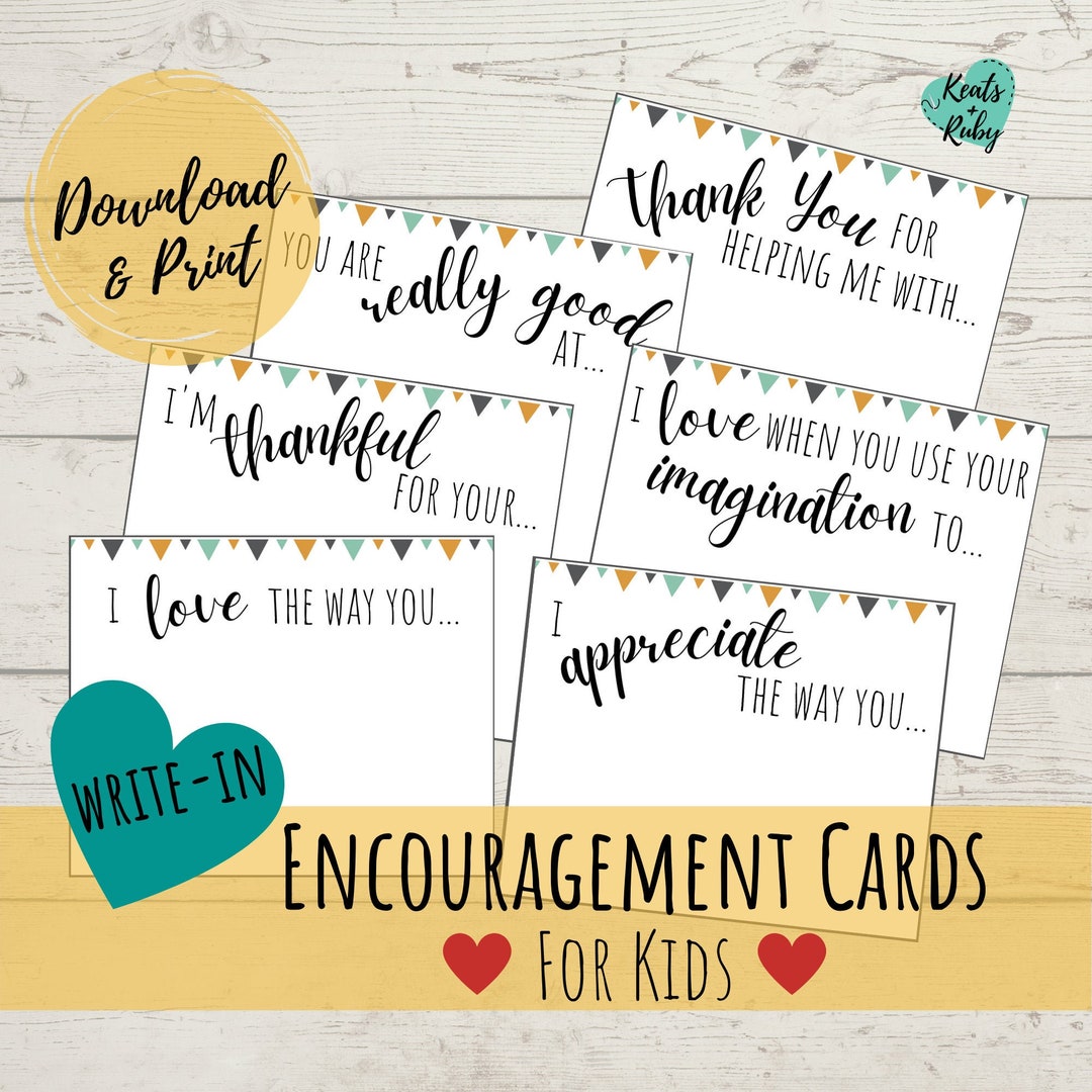 PRINTABLE Notes for Kids Write-in Encouragement Cards Lunchbox Notes ...