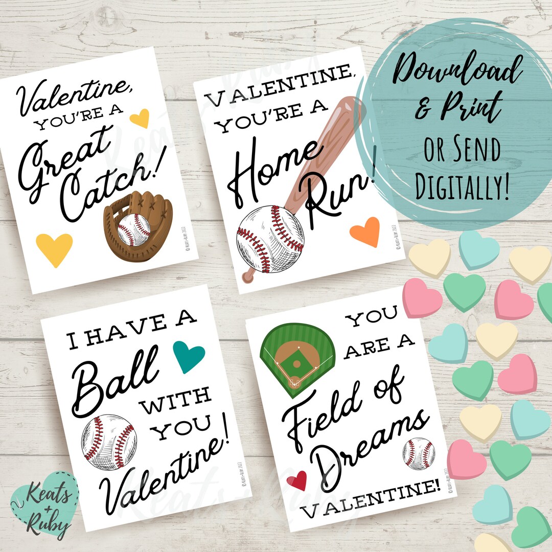Baseball Valentine's Day Cards for Kids Baseball Valentines, Sports ...