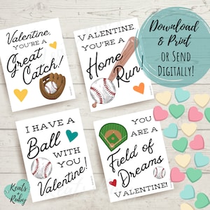 Baseball Valentine's Day Cards for Kids Baseball Valentines, Sports ...