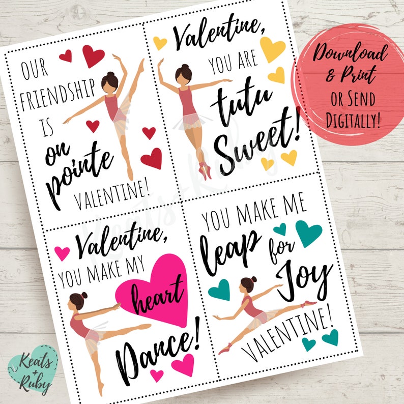 Ballet Valentine's Day Cards for Kids Dance Valentines - Etsy