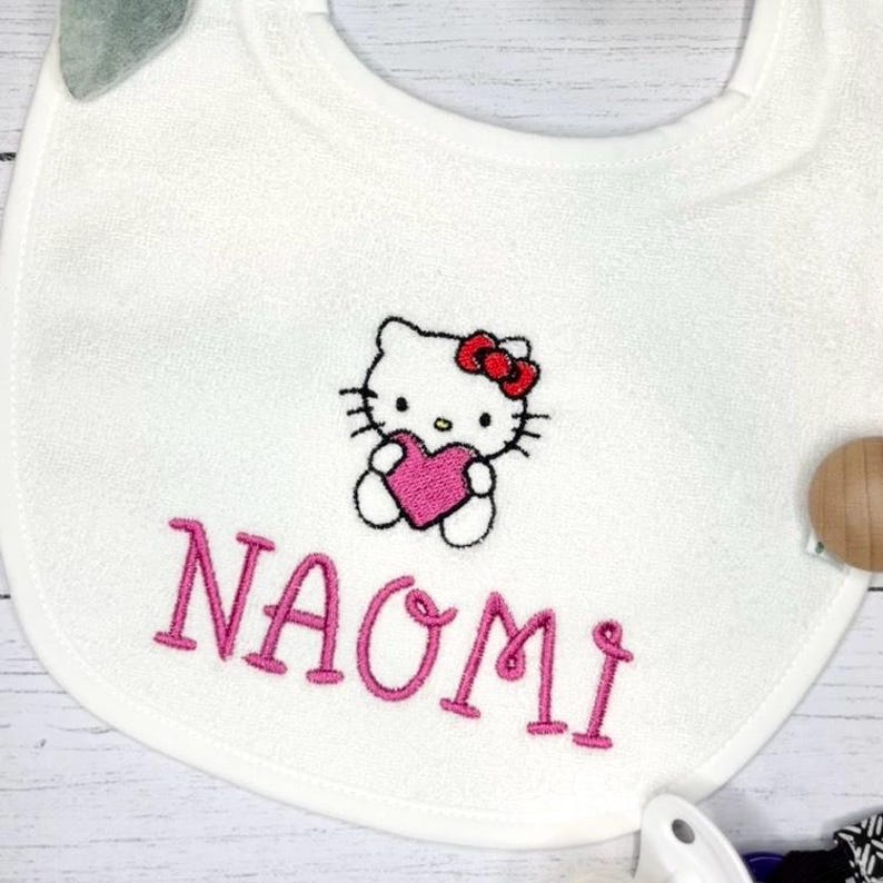 Hello Kitty With Heart Custom Embroidered Waterproof Baby Bib ...