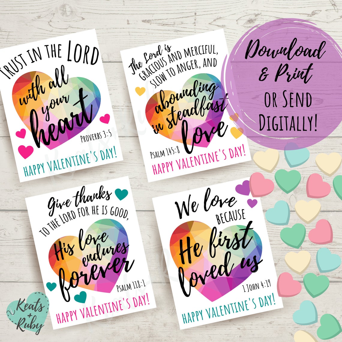 Christian Valentine's Day Cards for Kids Bible Verse - Etsy
