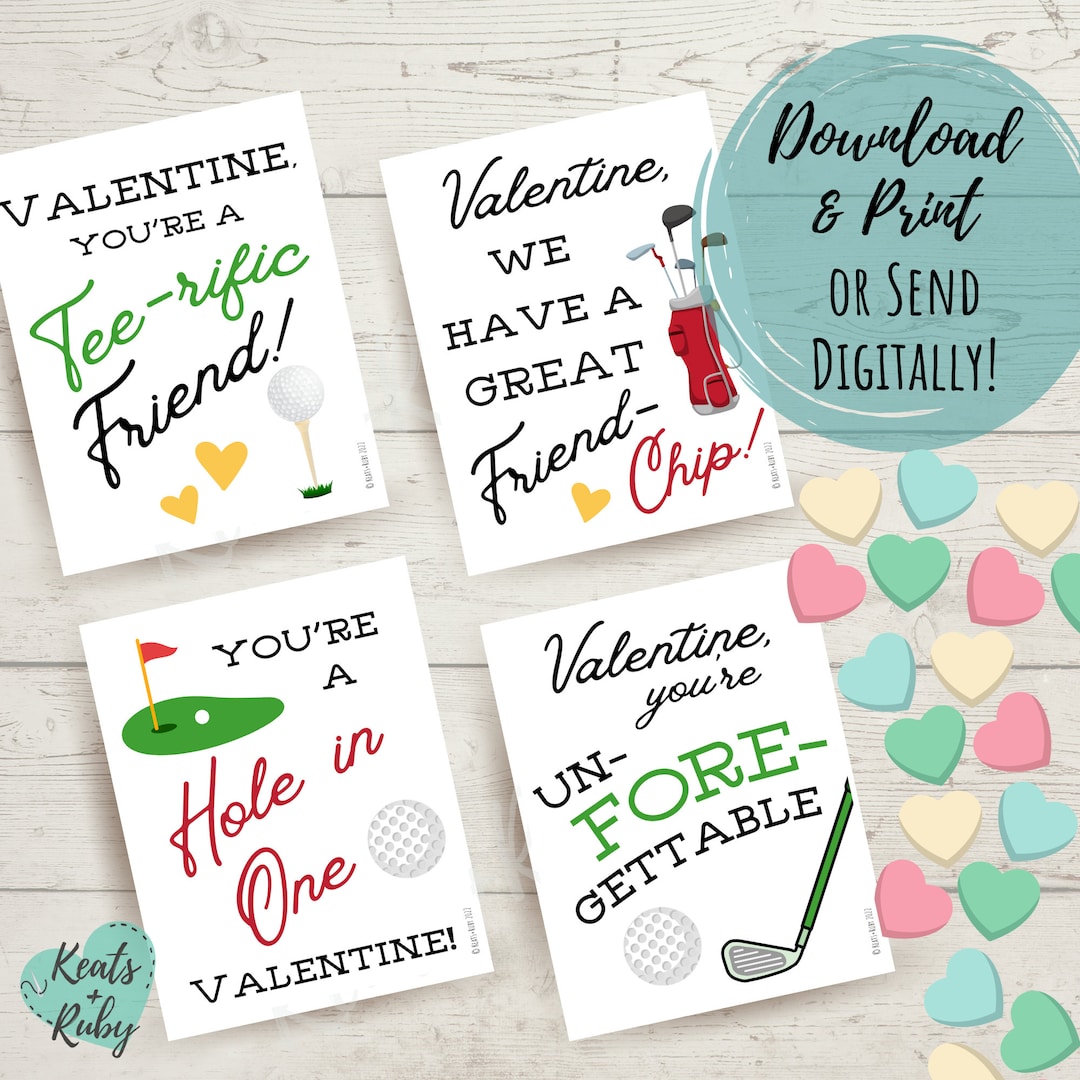 Golf Valentine's Day Cards for Kids Golfing, Sports Valentines ...