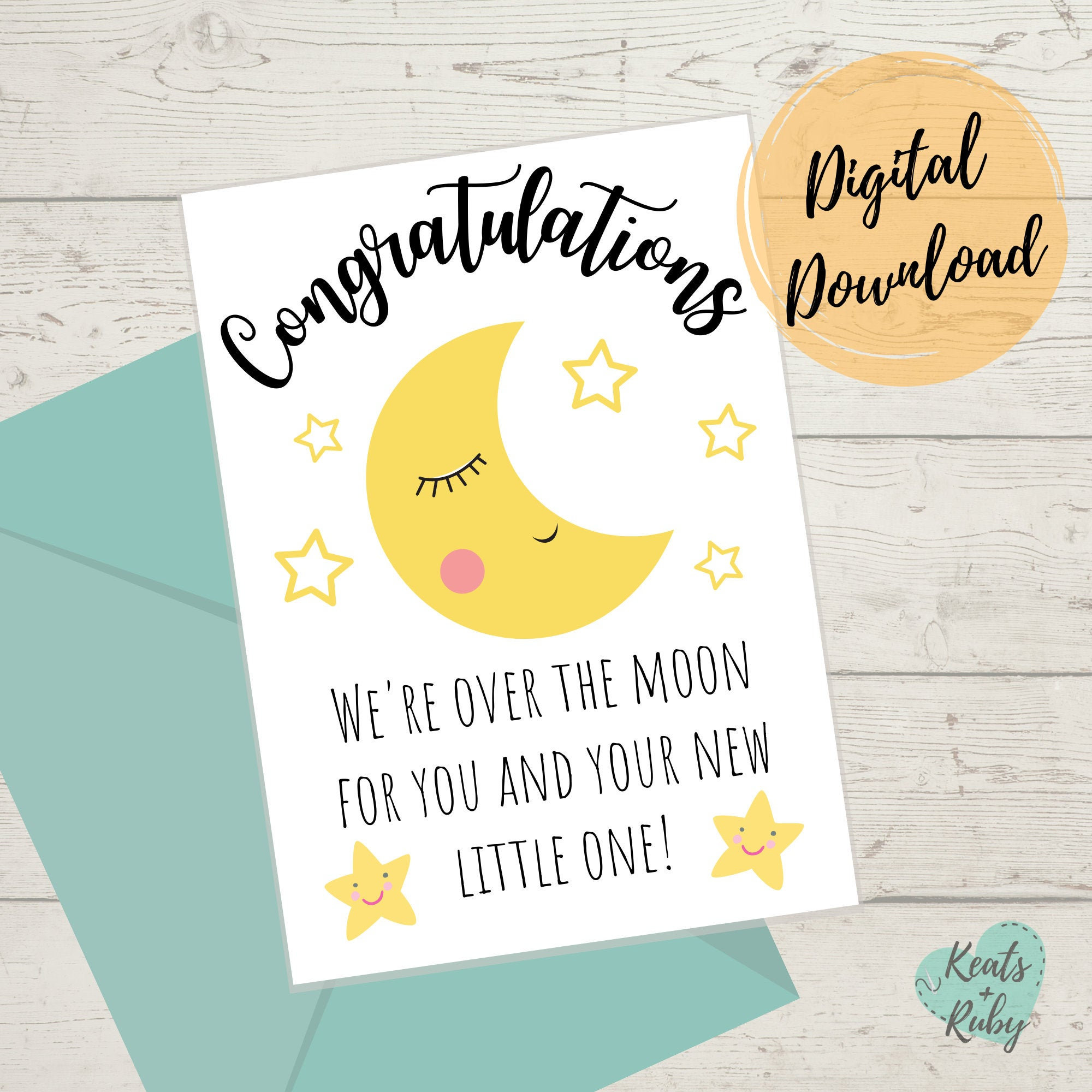 PRINTABLE Baby Shower Card Gender Neutral Congrats Baby | Etsy