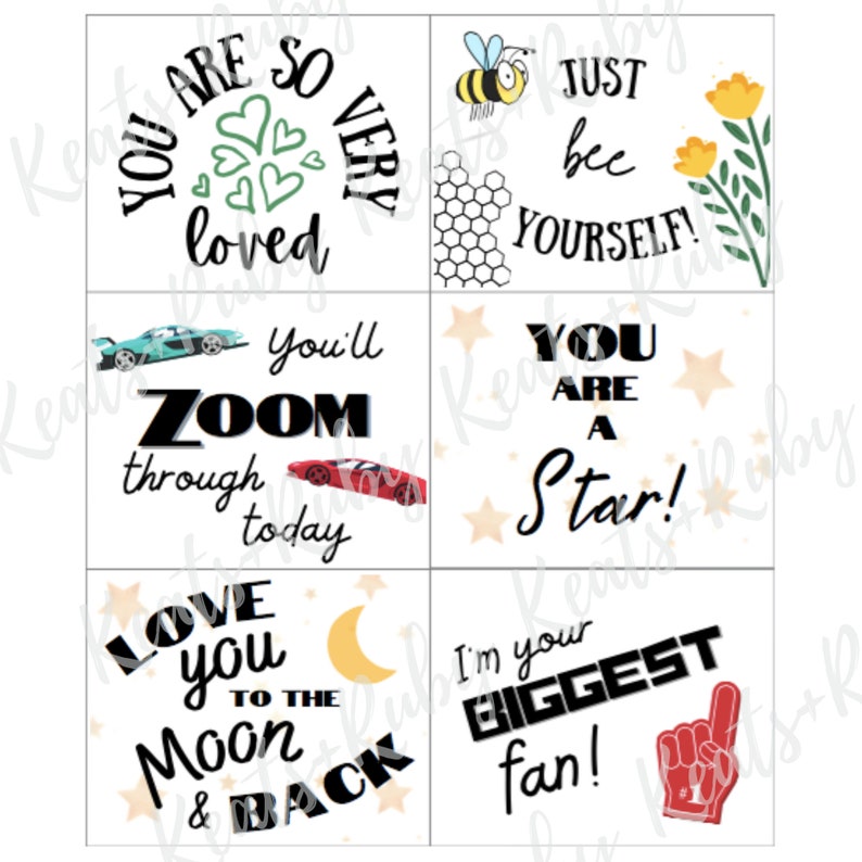 PRINTABLE Lunch Box Notes for Kids Lunch Cards School - Etsy