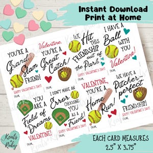 Softball Valentine's Day Cards for Kids - 8 Unique Designs | Softball ...