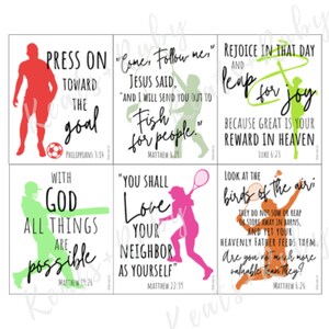 Sports Themed Bible Verse Notes for Kids: Athlete Lunchbox Cards ...