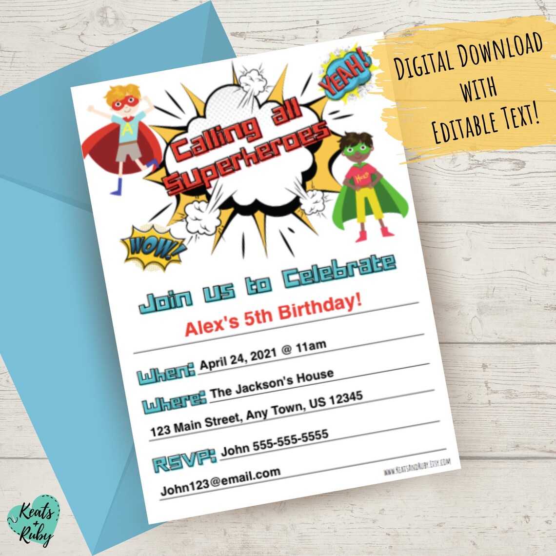Boy Superhero Party Invitation Superhero Graduation Party or | Etsy