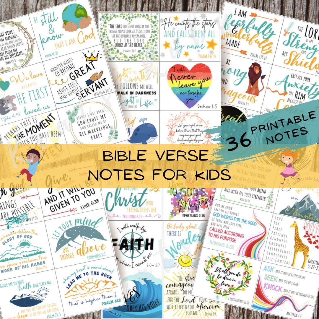 Bible Verse Notes for Kids Scripture Cards Encouragement - Etsy