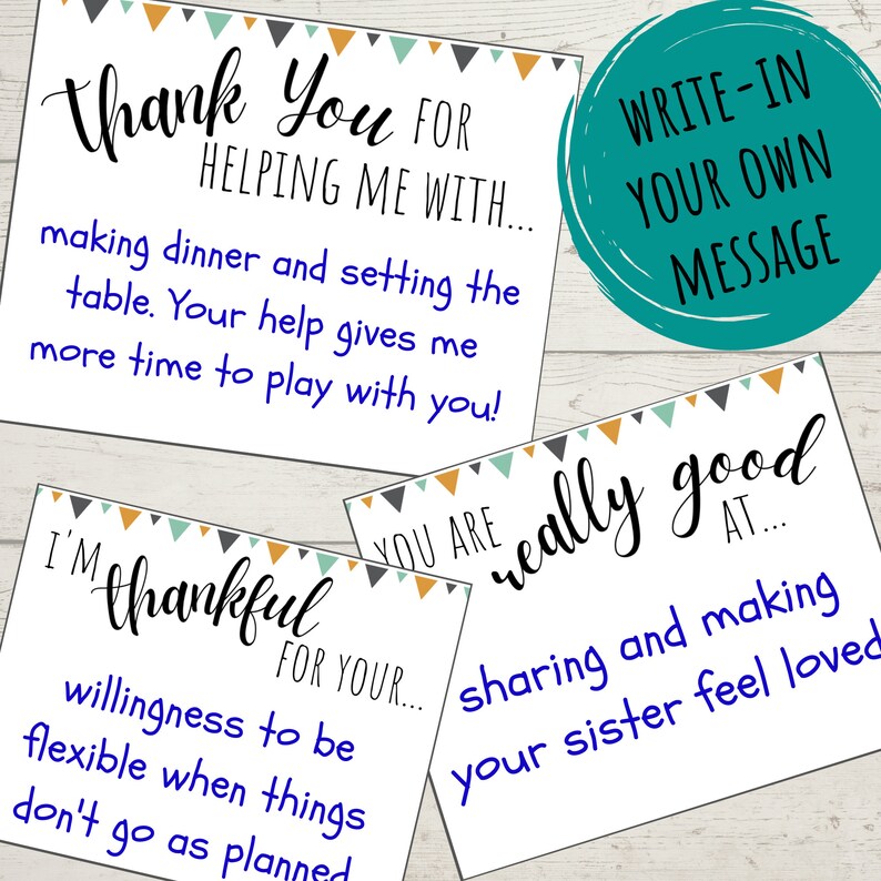 PRINTABLE Notes for Kids Write-in Encouragement Cards - Etsy