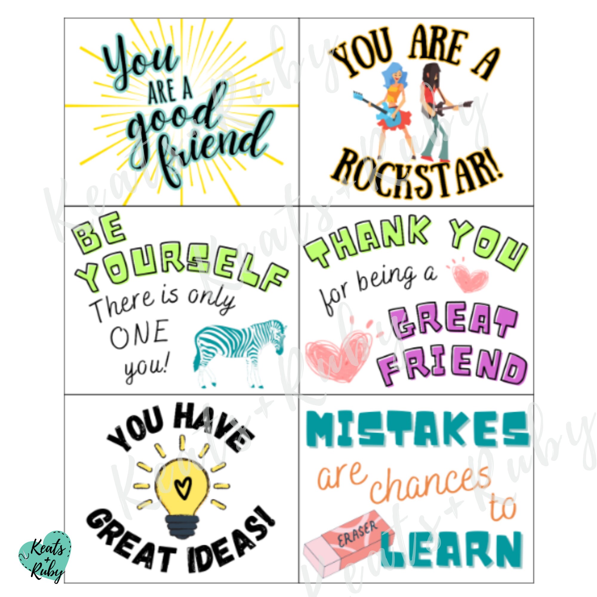 Printable Encouragement Notes for Students: Teacher Compliment Cards ...