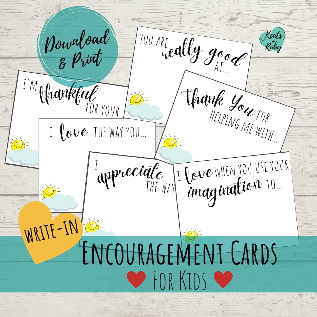 PRINTABLE Notes for Kids Write-in Encouragement Cards Lunchbox Notes ...