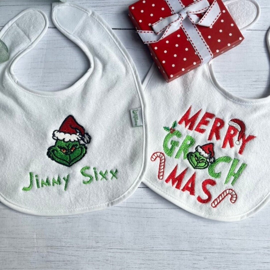 Grinch Custom Embroidered Waterproof Baby Bib Personalized With Name or ...