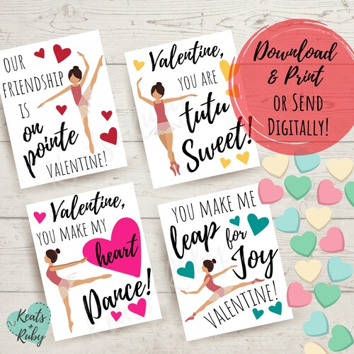 Printable Ballerina/dance Valentine Cards // Instant Download - Etsy