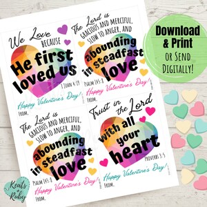 Christian Valentine's Day Cards for Kids Heart Bible Verse Valentines ...