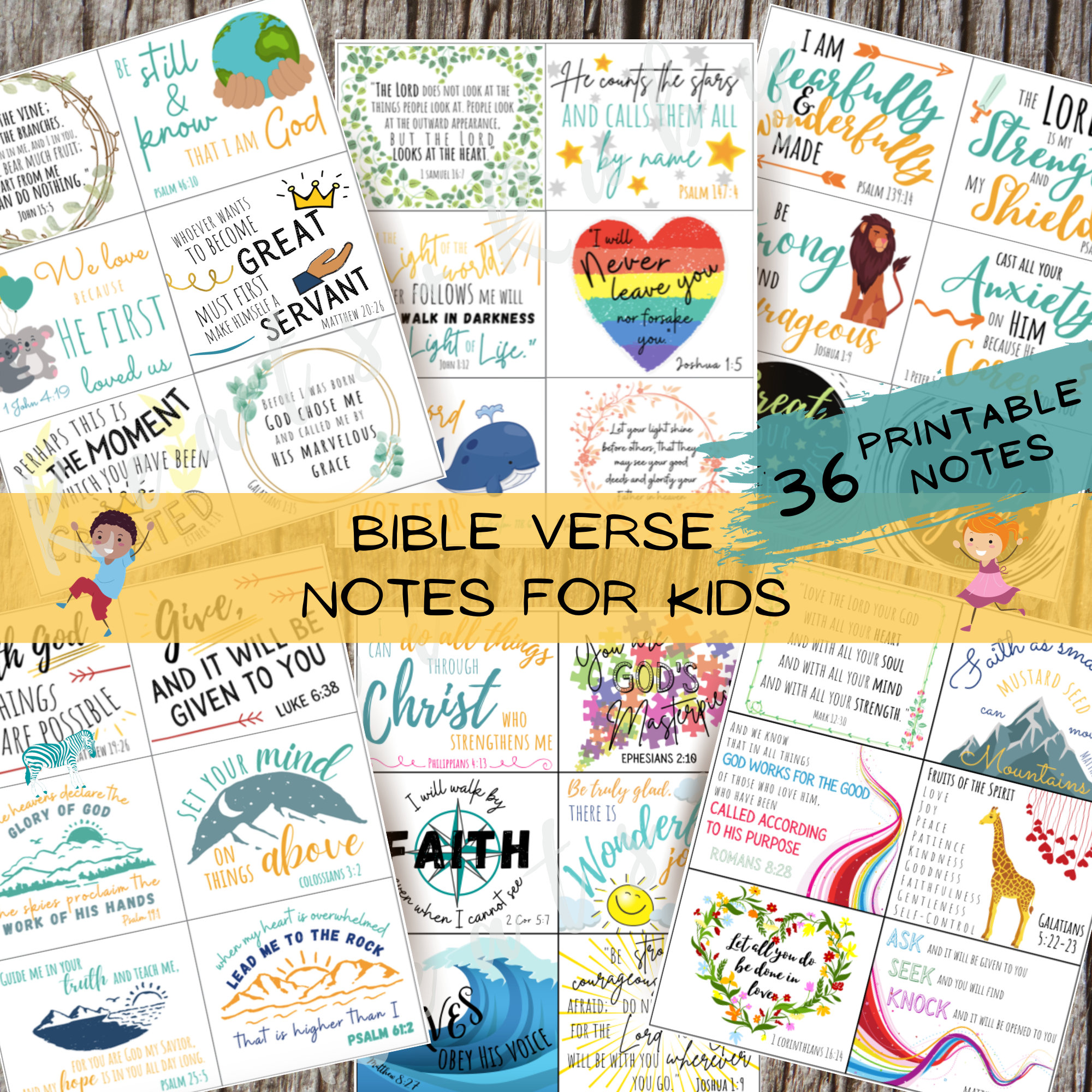 Bible Verse Notes for Kids - Scripture Cards - Encouragement Cards ...