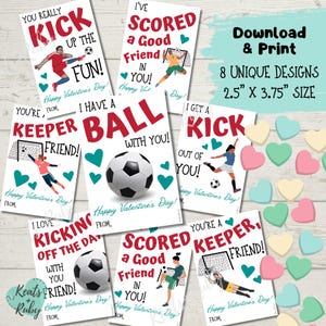 Soccer Valentine's Day Cards for Kids - 8 Unique Designs - Boy & Girl ...