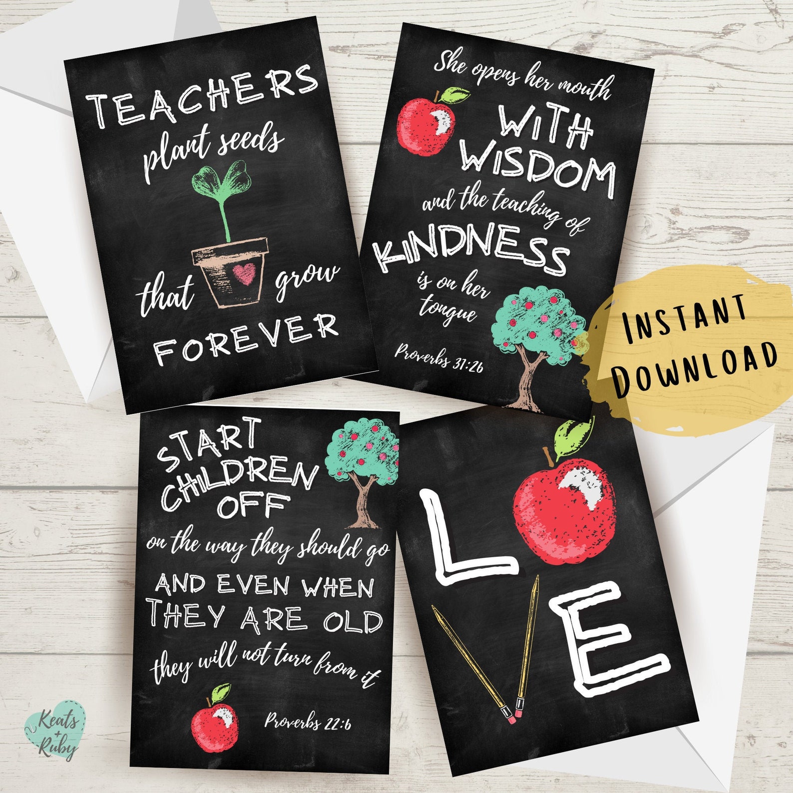 Printable Teacher Appreciation Cards Scripture For Teacher Or Etsy Printable Teacher Appreciation Cards Scripture For Teacher Or Etsy