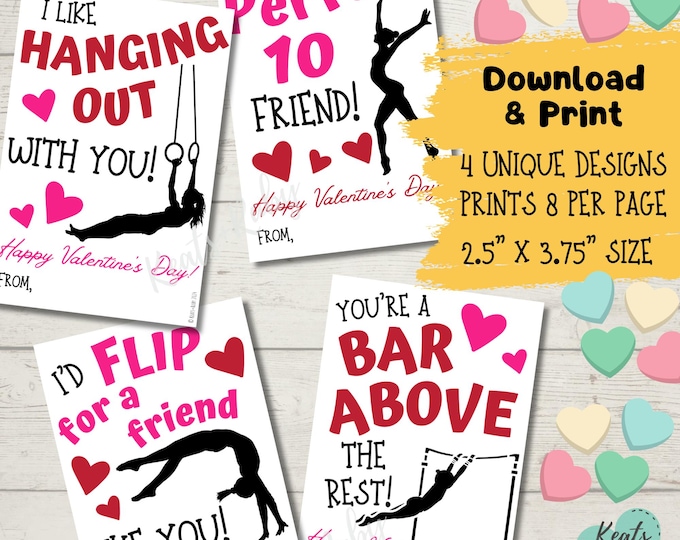 Gymnastics Valentine's Day Cards for Kids | Tumbling Valentines, Dance ...