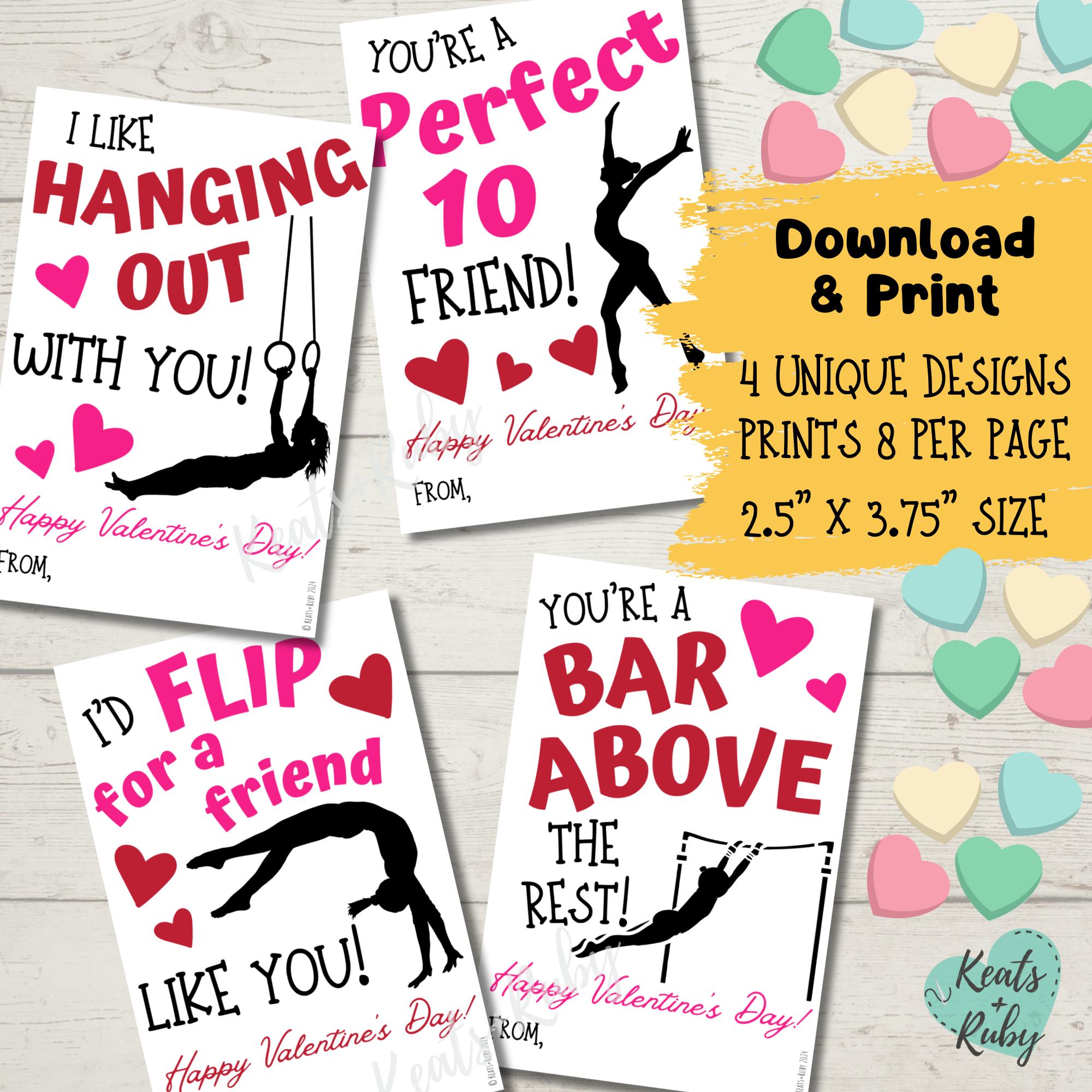 Gymnastics Valentine's Day Cards for Kids | Tumbling Valentines, Dance ...