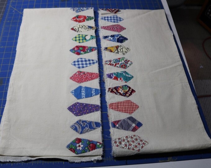 Vintage Quilt Border Strips, 1930s Feed Sack Border on Muslin With ...
