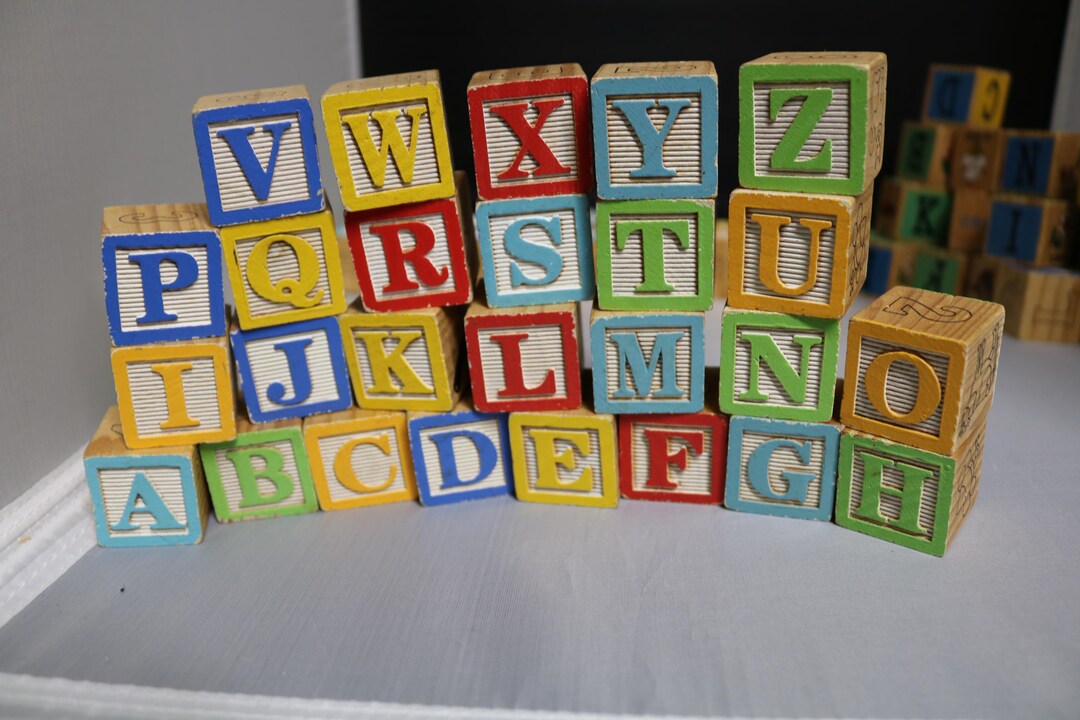 Vintage Alphabet Blocks, Complete Alphabet, 26 Blocks, Wooden Blocks ...