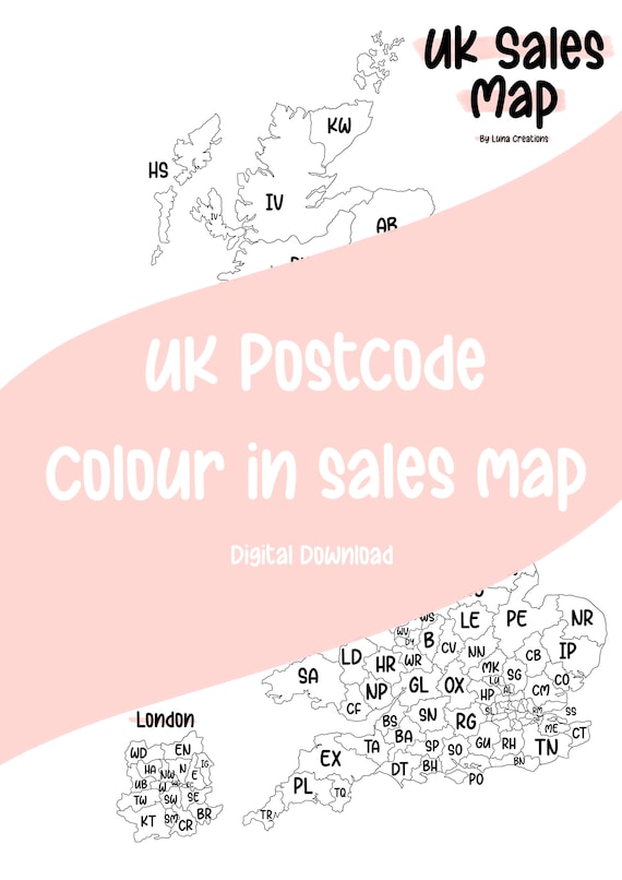 UK Postcode Map Colour in Sales Map Sales Tracker | Etsy