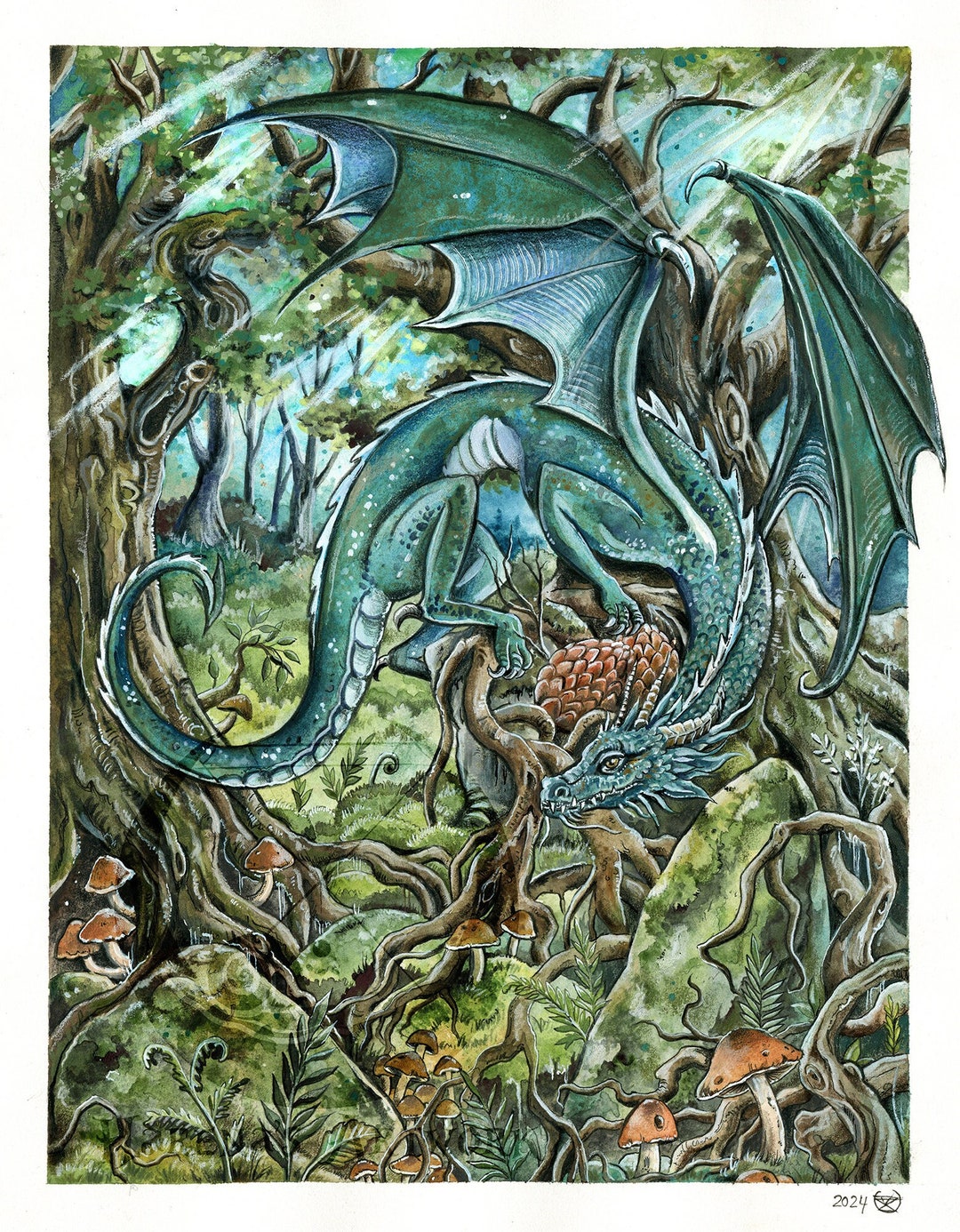 Dragon Heart (art Print) - Dragon, Earth Dragon, Dragon Egg, Fantasy ...