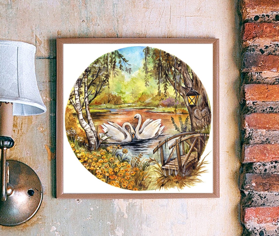 The Swan art Print Birth Month October Swans Love - Etsy
