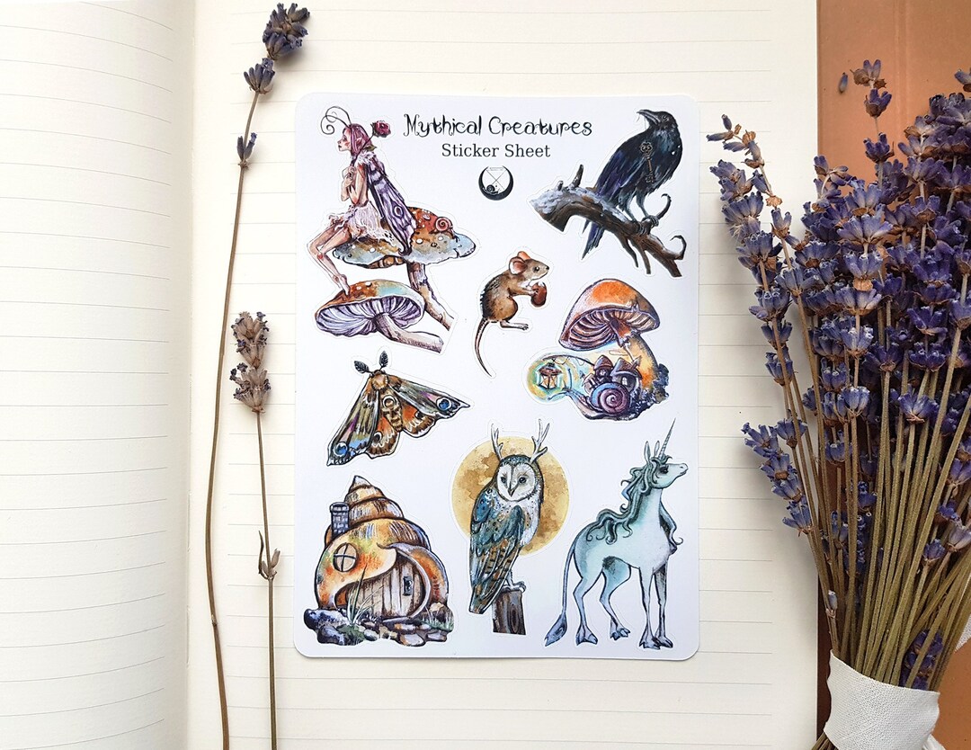 Sticker Sheet Mythical Creatures Fantasy Sticker Sheet, Magical ...