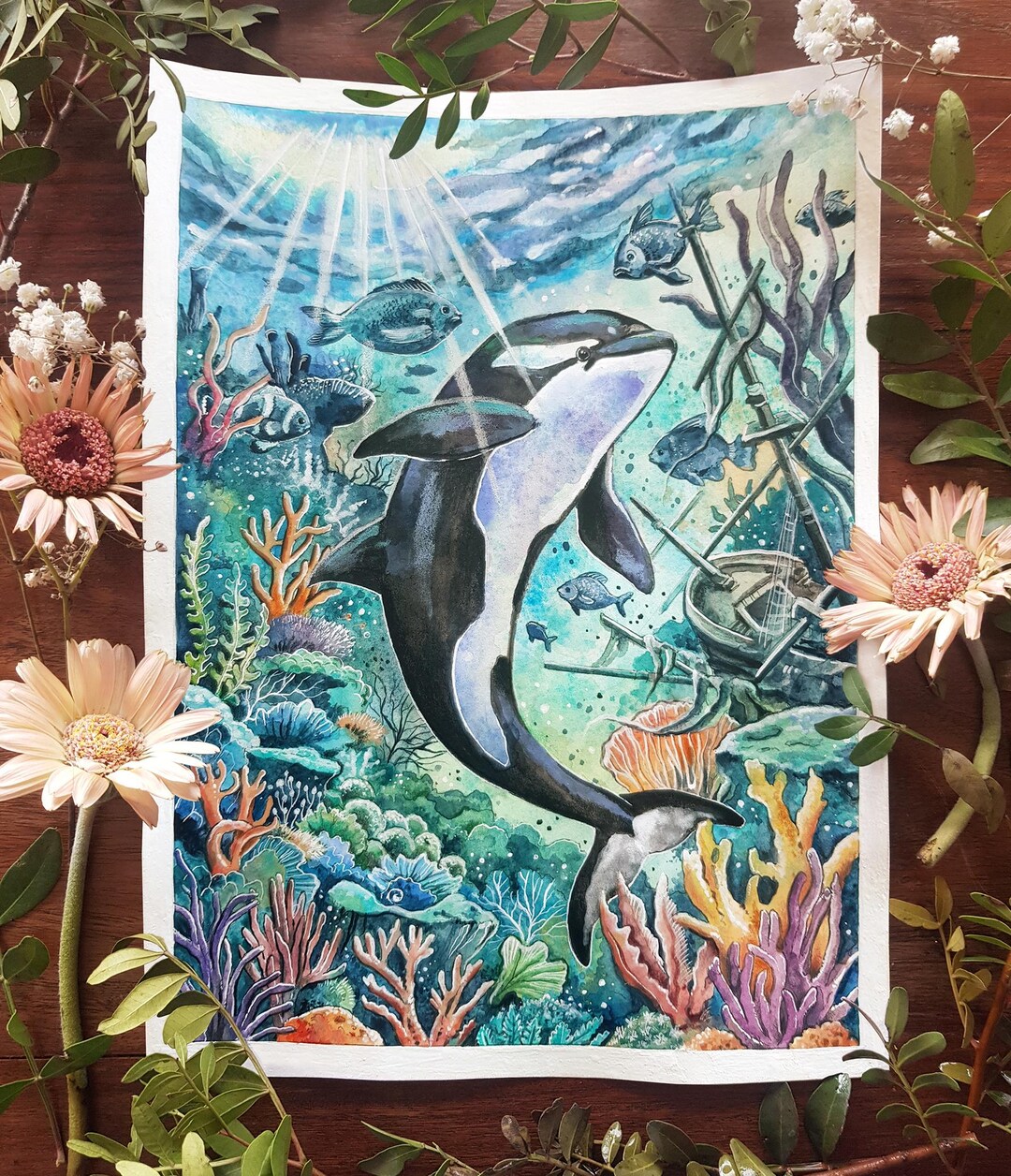 Orca (original & Art Print) - Killer Whale, Underwater, Illustration ...