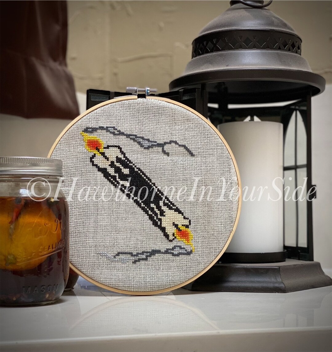 At Both Ends Candle Cross Stitch Pattern PDF, Witchcraft Candle Pattern ...