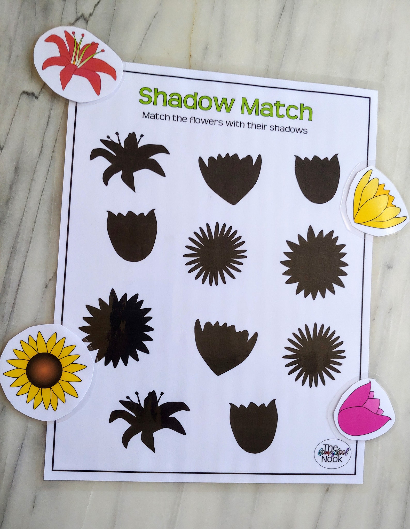 Mini Flower Printable Activity Bundle Flower Matching Shape | Etsy