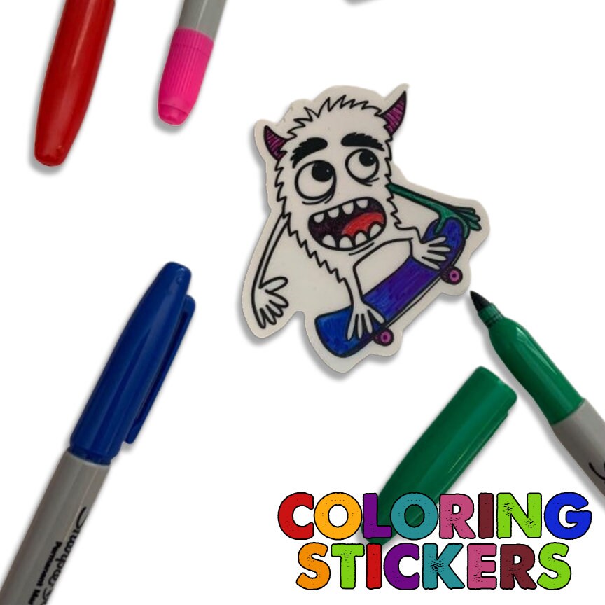 Monster Sticker | Coloring Page | Coloring Sticker | Clear Sticker ...