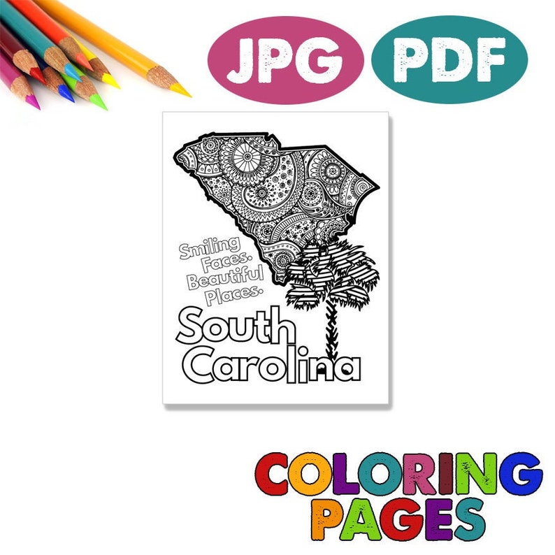 South Carolina Coloring Page | Coloring for Adults | Coloring for Kids ...