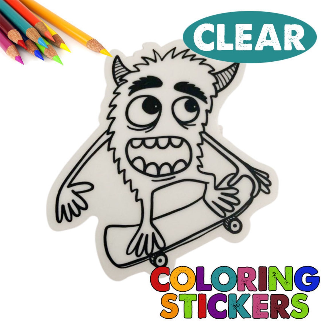 Monster Sticker | Coloring Page | Coloring Sticker | Clear Sticker ...