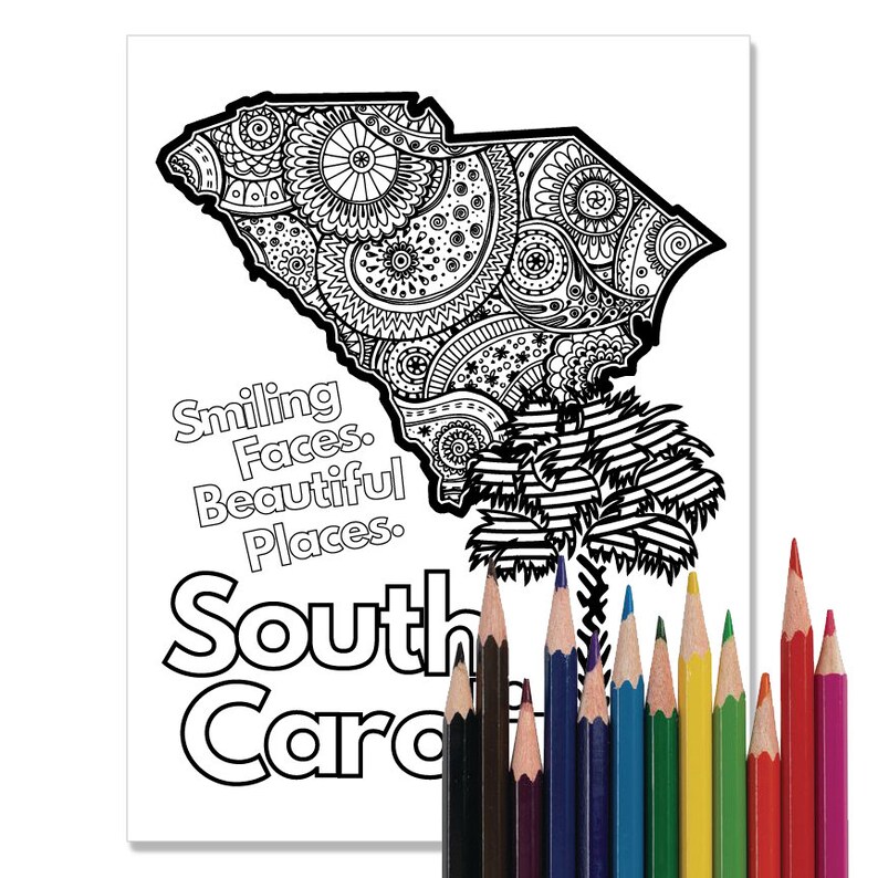 South Carolina Coloring Page | Coloring for Adults | Coloring for Kids ...
