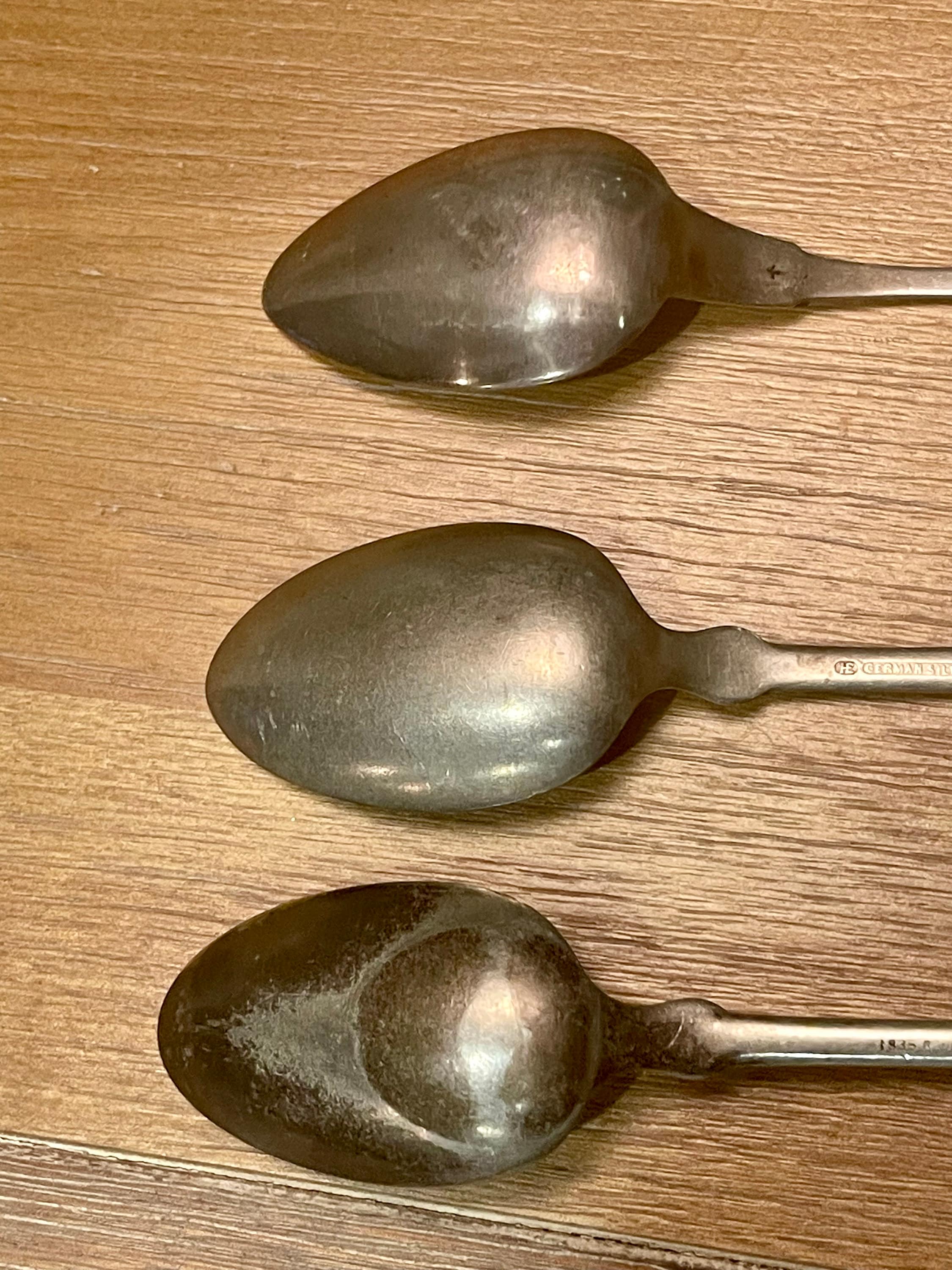 3 Various, Rare Antique, Coin, Fiddleback Tipped Spoons, 1835 R Wallace ...