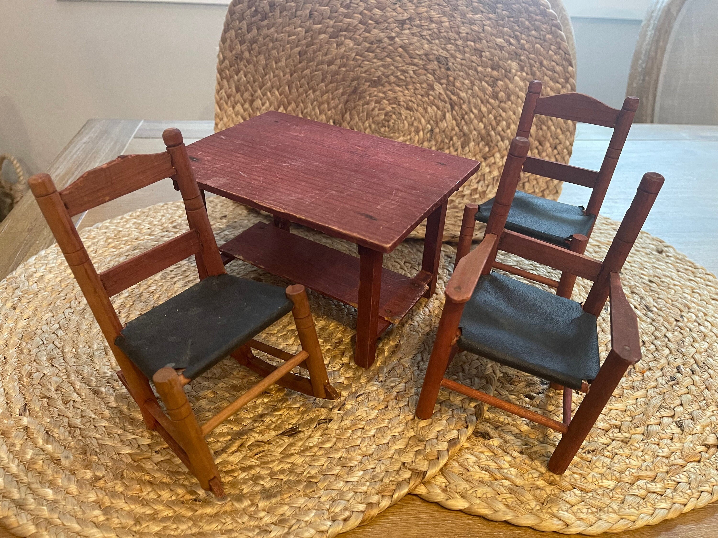 Toy Primitive/folk Table With Side Chair Arm Chair and a - Etsy