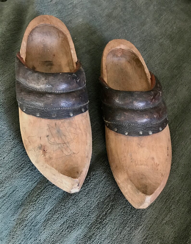 Antique Wooden Scandinavian Sabots, Clogs, Klompen, Mules, Hand Carved ...
