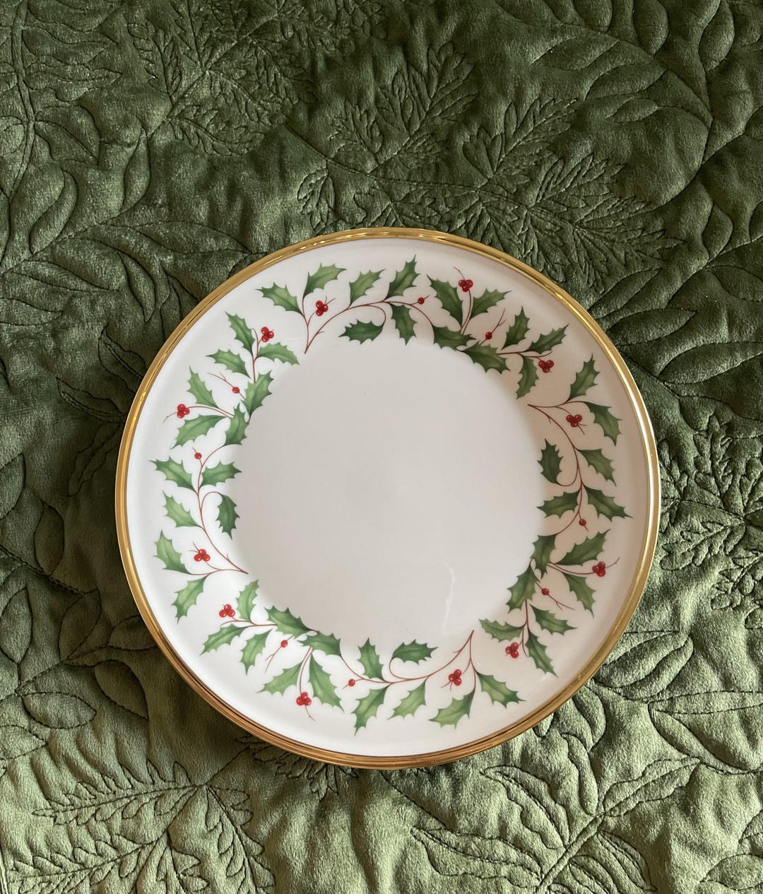 Set of 6, Lenox, HOLIDAY Dinnerware, Salad Plates, Holly and Berries ...
