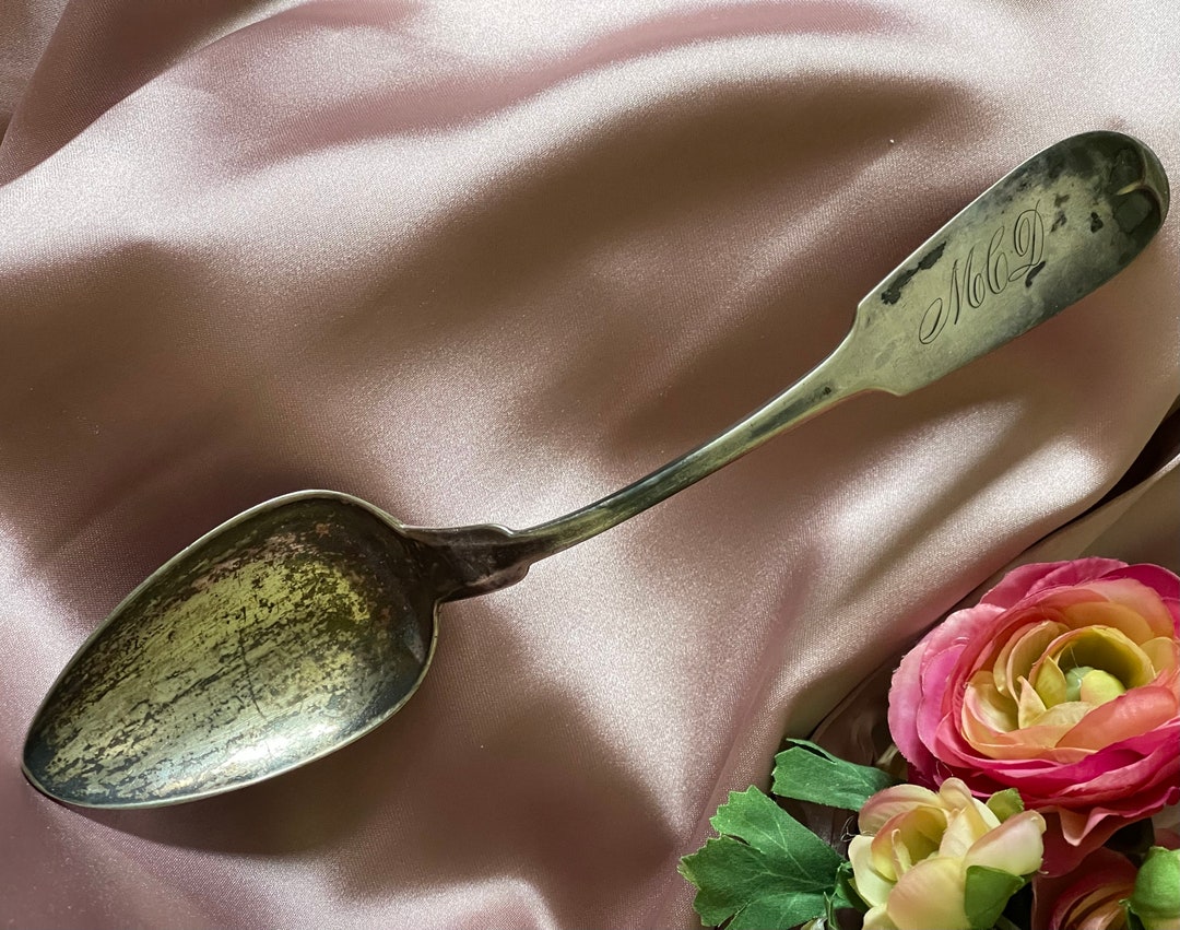 Very Rare Antique, American Coin Silver Tablespoon/serving Spoon ...