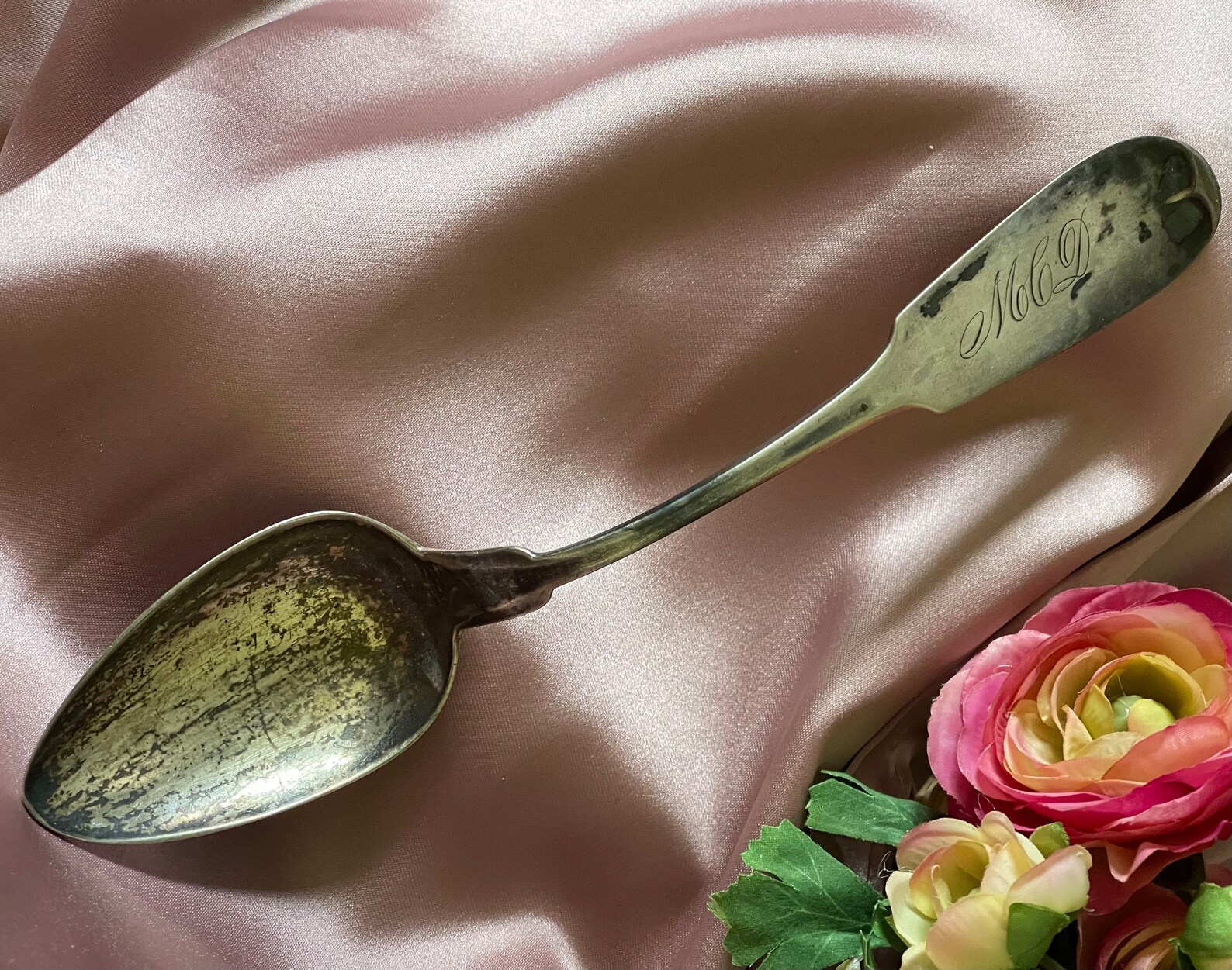 Very Rare Antique, American Coin Silver Tablespoon/serving Spoon ...