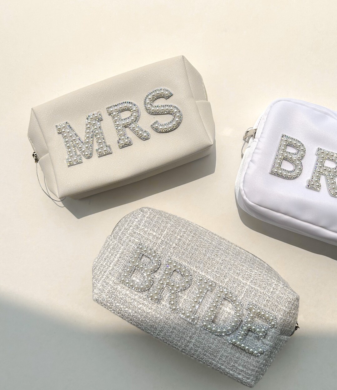 Personalized Pouch, Pearl Letter Cosmetic Bag, Toiletries Bag, Custom ...