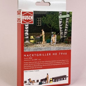 Busch 1/87 HO Scale Nude BBQ W/ 2 Naked Figures, Grill, & Accessories ...
