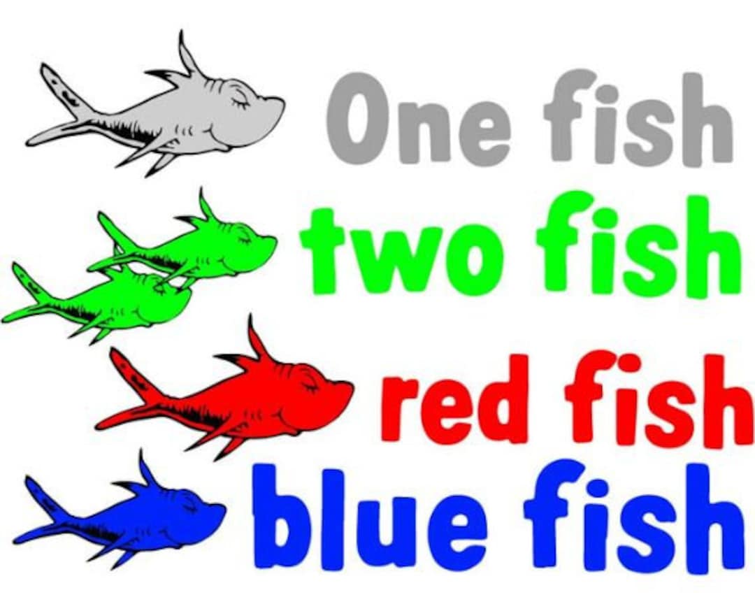 Dr. Seuss Transfer, One Fish Two Fish Red Fish Blue Fish Transfer, Dr ...
