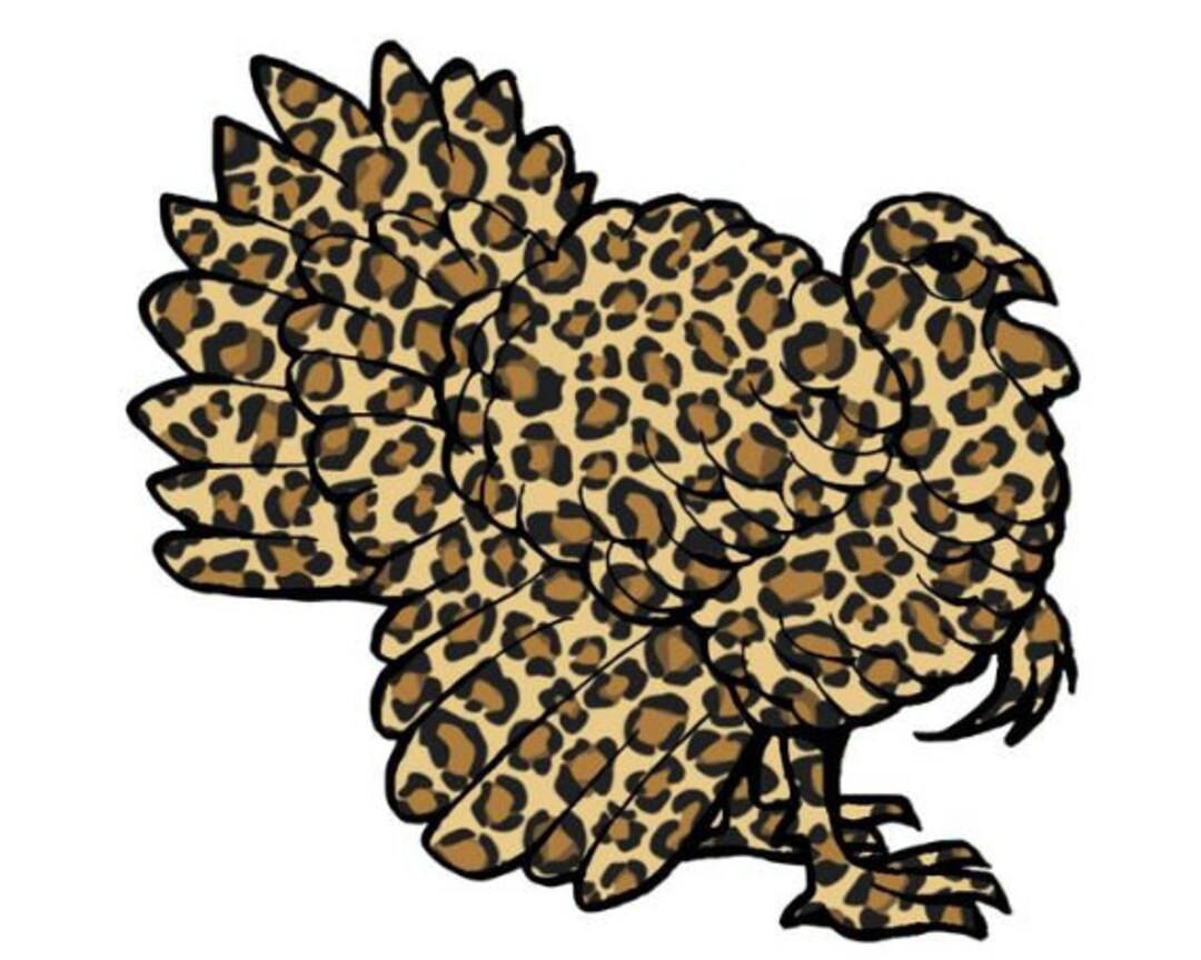 Turkey in Leopard Print Transfer, Thanksgiving Transfer, Cute Turkey ...