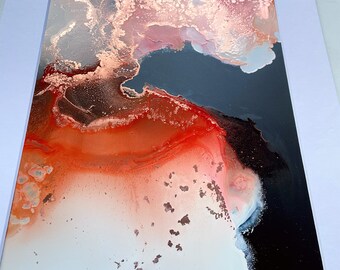 Alcohol Ink Painting on Canvas Red Abstract Painting - Etsy