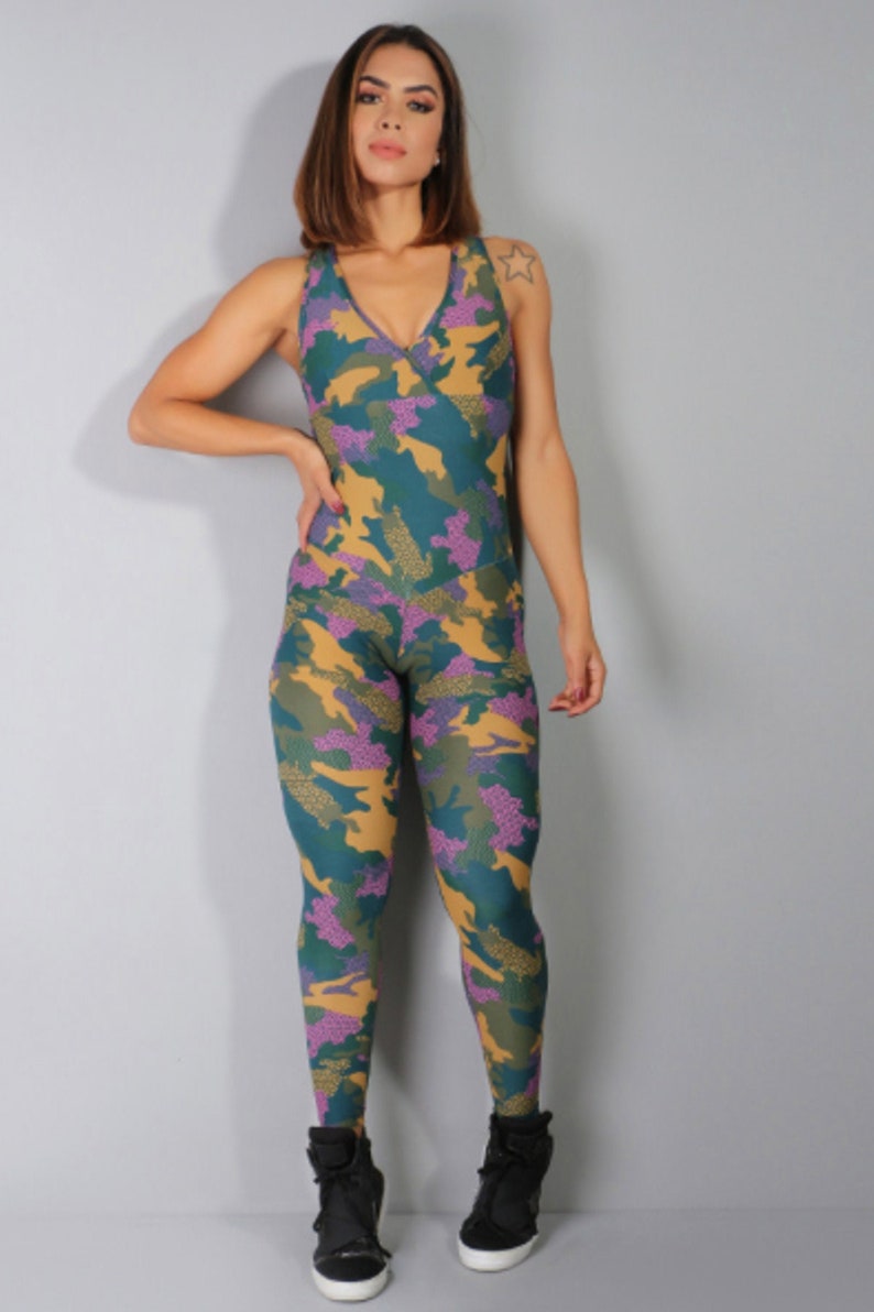 Camouflage Catsuit Romper Unitard Bodysuit Jumpsuit Authentic Brazilian ...